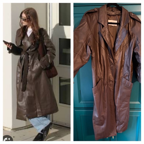 Vintage | Jackets & Coats | Vintage Jonathan Paris Brown Leather Trench ...
